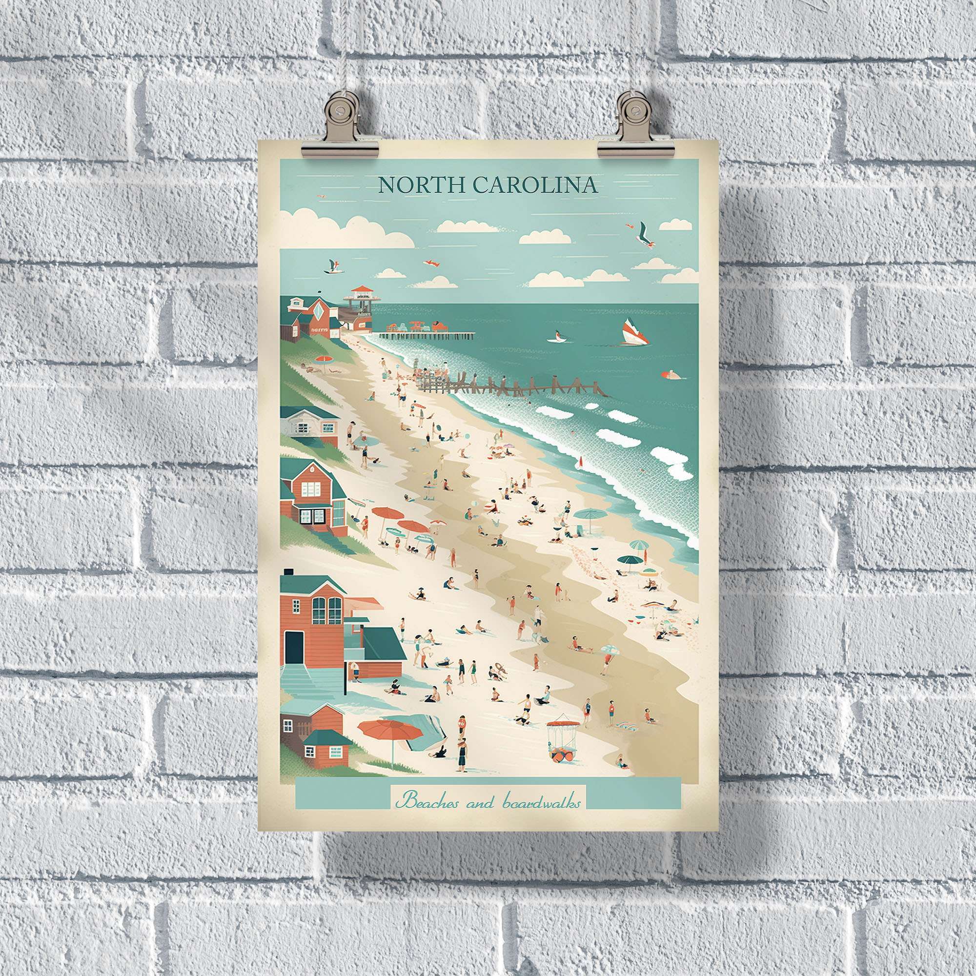 North Carolina Beaches And Boardwalks Poster | United World Memories
