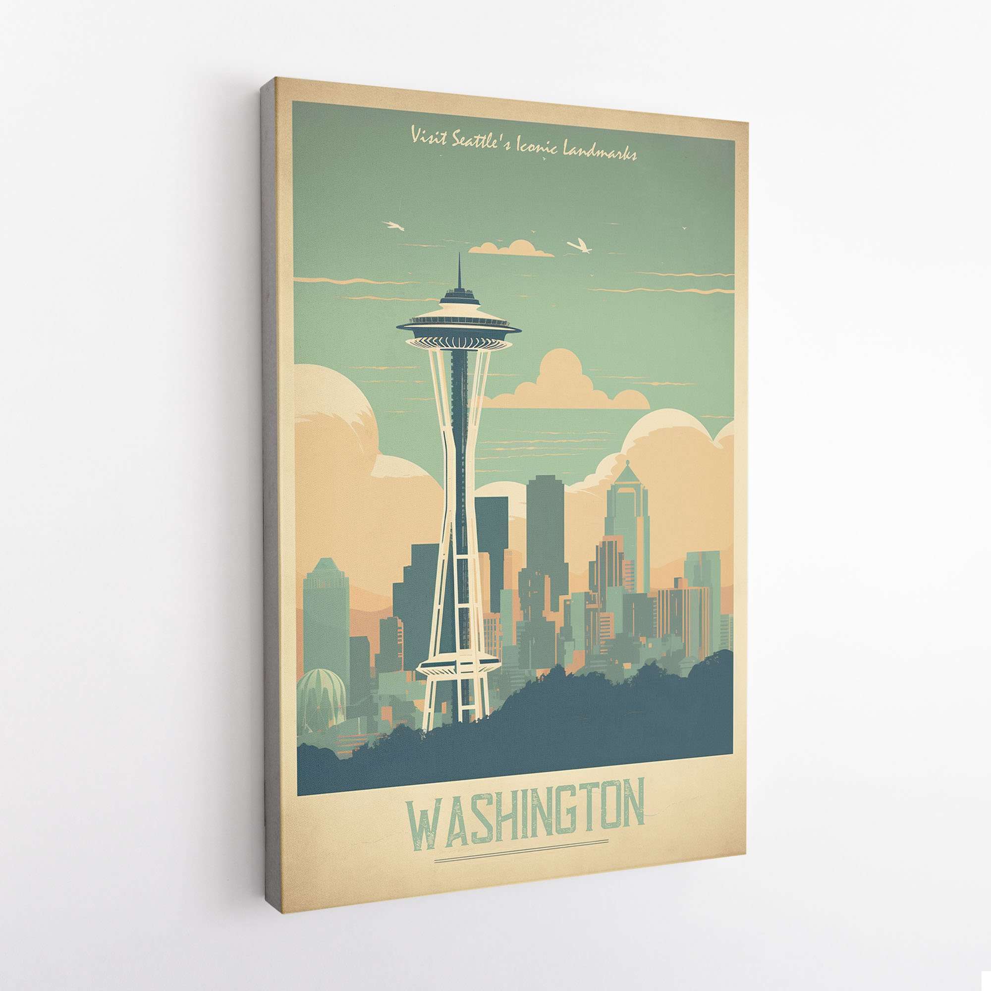 Washington Visit Seattle's Iconic Landmarks Poster | United World Memories
