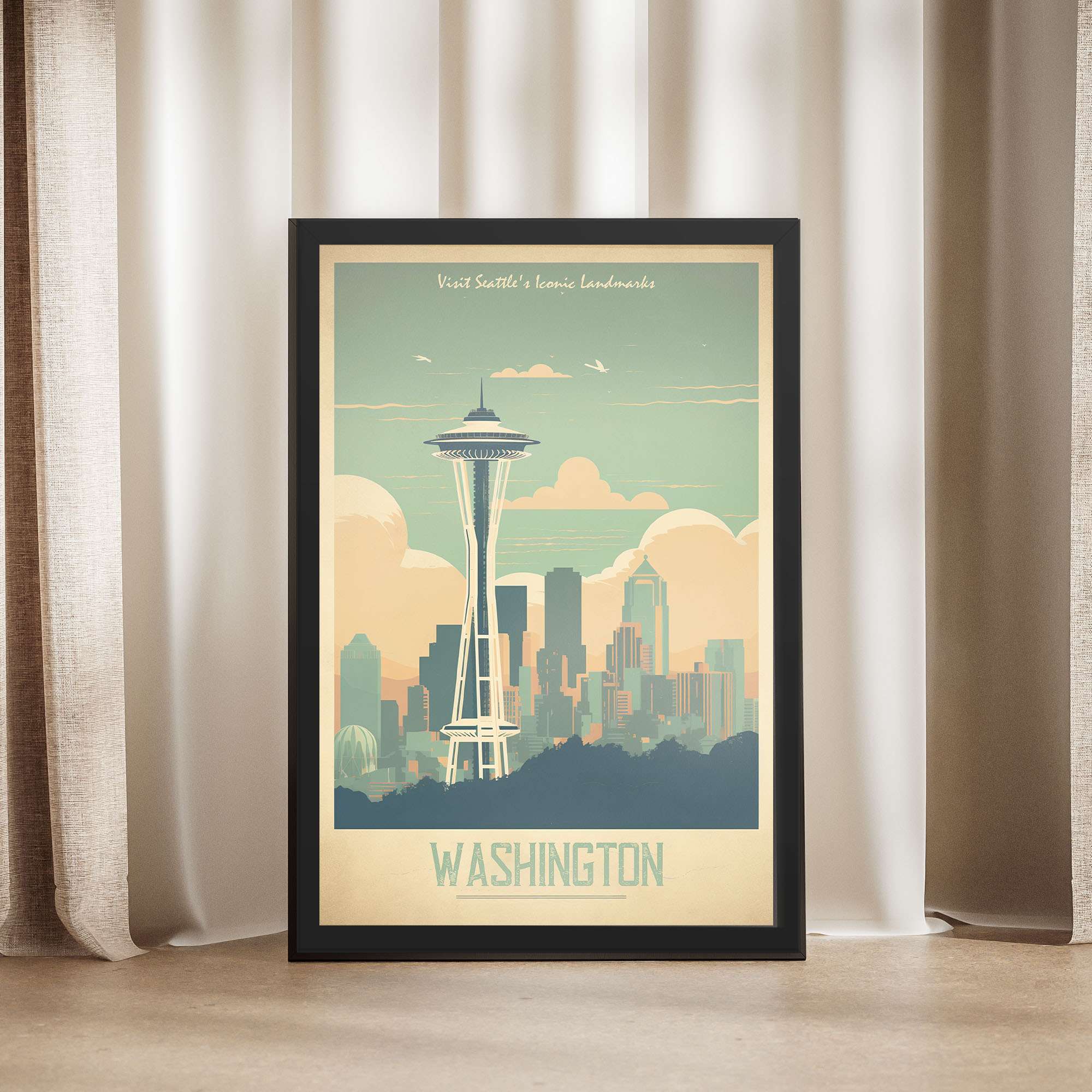 Washington Visit Seattle's Iconic Landmarks Poster | United World Memories