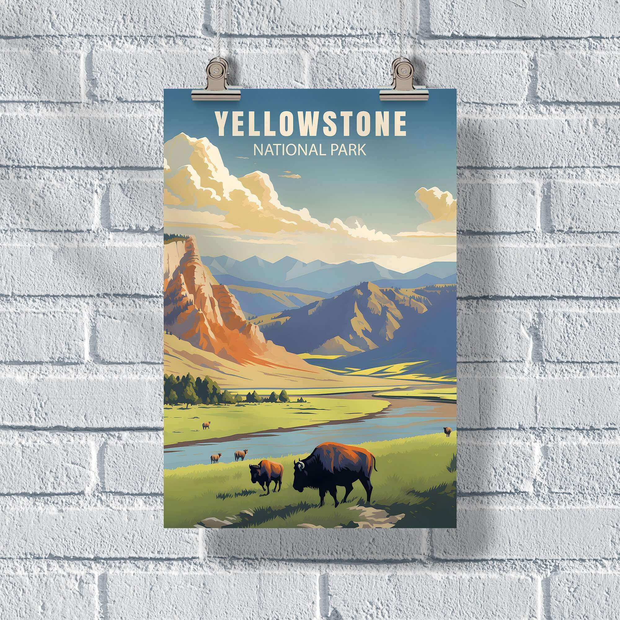 Yellowstone National Park Bison Roam Poster | United World Memories