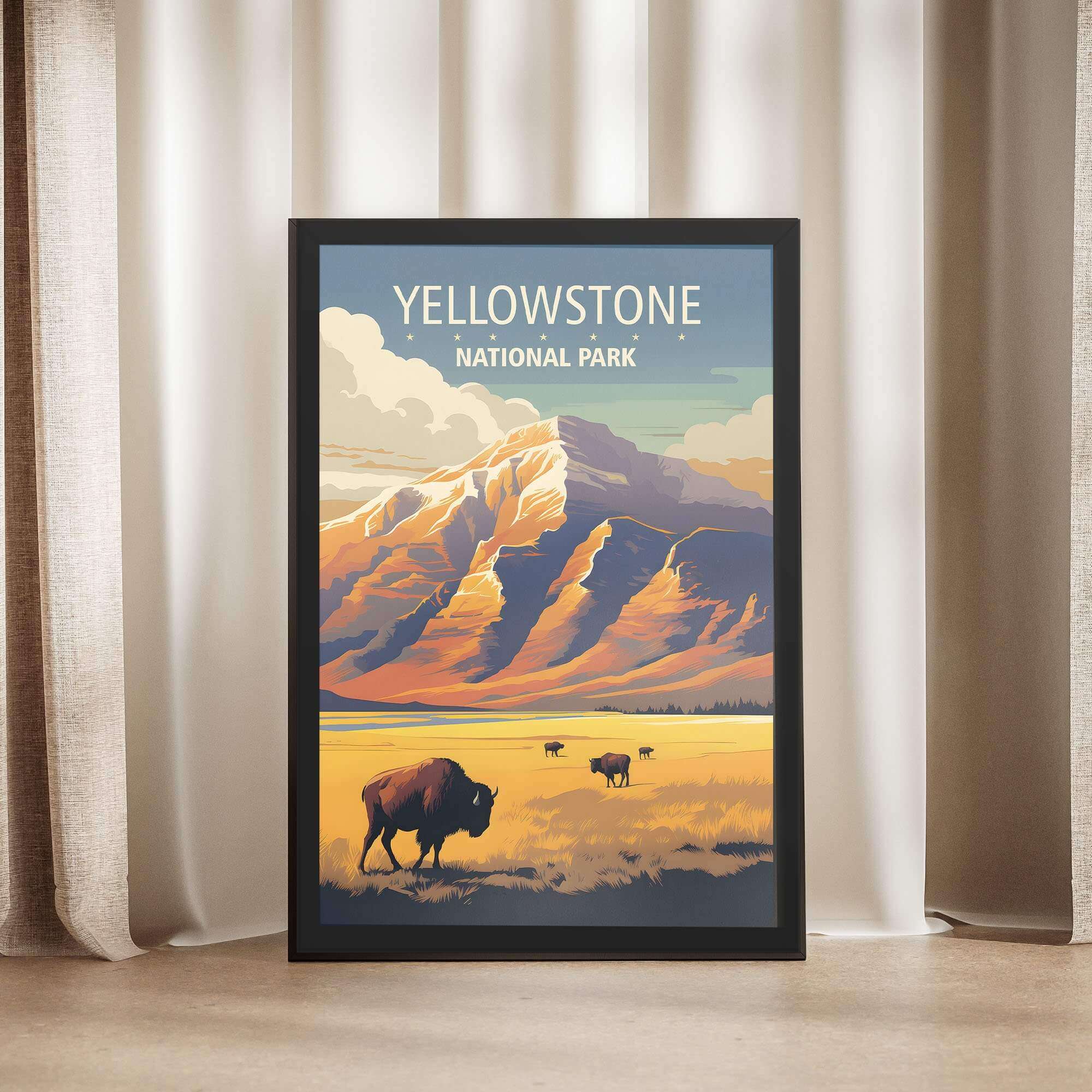 Yellowstone National Park Roaming Bison Poster | United World Memories