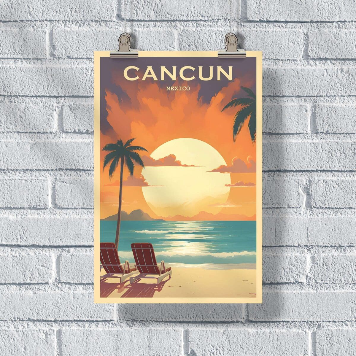 Cancun Playa Delfines Sunset Poster | United World Memories